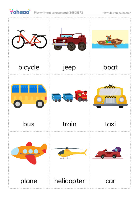 How do you go home? - worksheets PDF Download | Yahaaa!