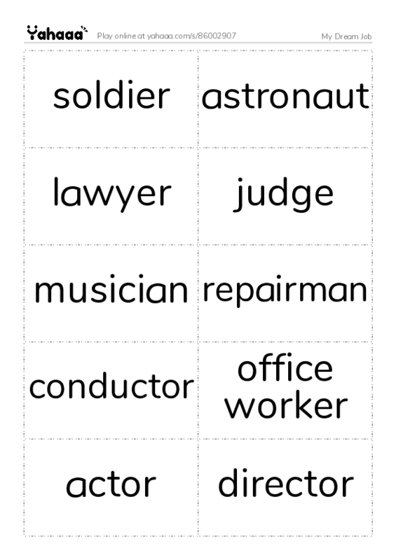 My Dream Job - worksheets PDF Download | Yahaaa!
