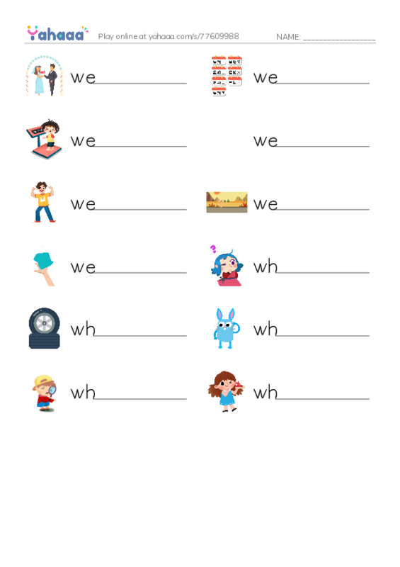 1000 basic English words: W 2 - worksheets PDF Download | Yahaaa!
